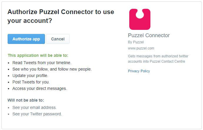 Adding a Twitter Source | Puzzel Help Centre